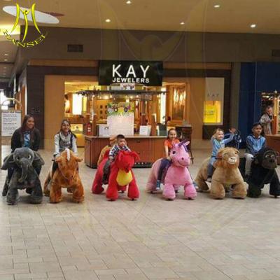China Hansel amusement park games electric animal large plush ride toy on wheels for sale
