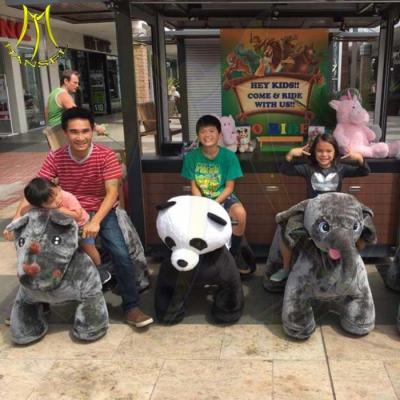 China Hansel entertainment coin operated kiddie ride on plush animal electric scooter for sale