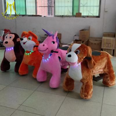 China Hansel  commercial 4 wheel animal bike for kids happy time motorized plush riding toy for sale