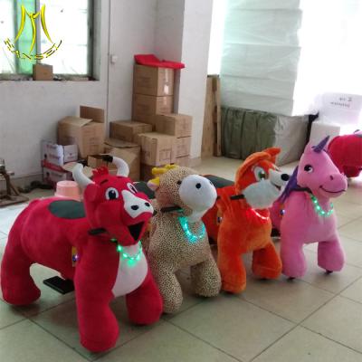 China Hansel outdoor playground amusement games plush electric ride on unicorn for rent for sale
