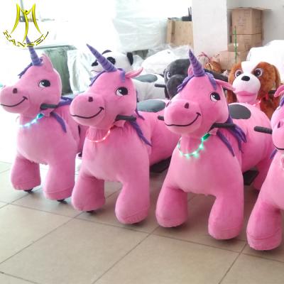 China Hansel  indoor playground electric rideable animal plush animal toy horse on wheels for sale