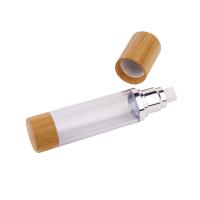 China Plastic Dispenser Lotion Cosmetic Airless Bottle With Bamboo Pump for sale