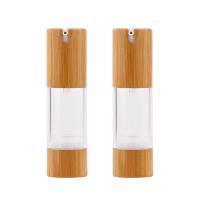 China Plastic Dispenser Lotion Cosmetic Airless Bottle With Bamboo Pump for sale