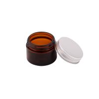 China Amber empty body cream cosmetic jars face cream glass jar with aluminum lid for sale