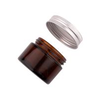China Amber empty body cream cosmetic jars face cream glass jar with aluminum lid for sale
