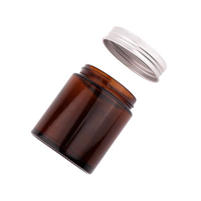 China Wholesale Dark Amber Cream Candle Jars Empty Food Storage Glass Jar With Lid for sale