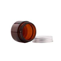 China Amber empty body cream cosmetic jars face cream glass jar with aluminum lid for sale