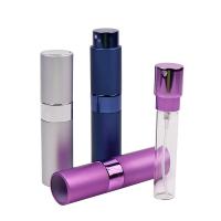 China 0.2OZ 6ml Flat Shoulder Perfume Atomizers Round Aluminum Perfume Spray Bottle for sale