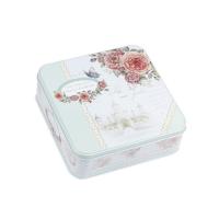 China 0.23mm Thick Square Metal Candy Tin CMYK Offset Printing Biscuit Tin Gift Box for sale