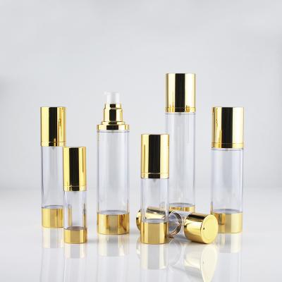 China Silver Gold Aluminum Toner Airless Pump Bottle 50ml Frosted Plastic Bottle for sale