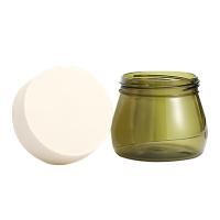 China 30g 50g 80g 100g Cosmetic Clear Green Glass Jar With Plastic Lid For Body Cream for sale