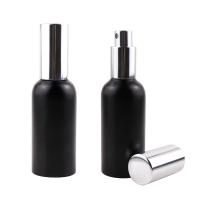 China Metal Press Pump Golden Matte Black Aluminum Bottle For Cosmetics for sale