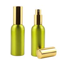 China Metal Press Pump Golden Matte Black Aluminum Bottle For Cosmetics for sale