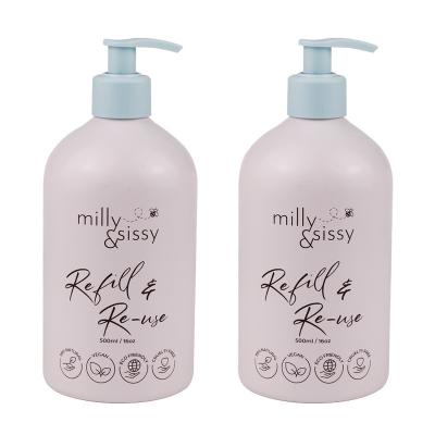 China Silk Screen Logo Pink Aluminum Cosmetic Bottles 30ml 50ml Pump Shampoo Bottle for sale