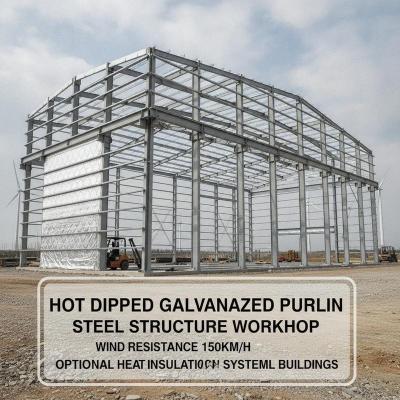 China Wind Up To 200km/h Steel Structure Workshop Metal Building Workshop With Aluminum Windows And Modular Transport for sale