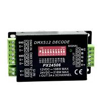 China DC 12V LED DMX Decoder , Px24506 Dmx512 Decoder For RGB Strip Lights for sale