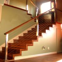 China Balcony Wood Staircase Railing , Wire Cable Railing For Staircase for sale
