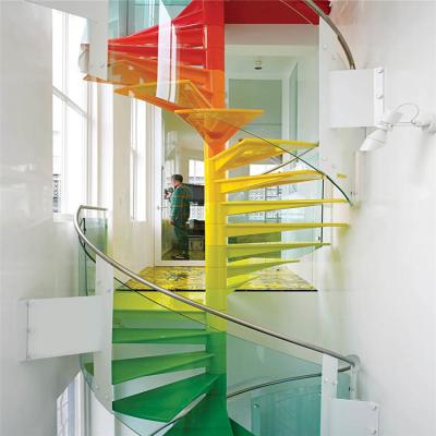 China Glass Spiral Stairs 600-2200mm Width Stainless Steel Balustrade for Apartments for sale