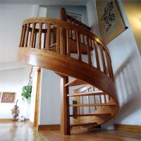 China Custom Solid Wood Spiral Staircase 600-2200mm Width Indoor Wood Staircase Railing for sale