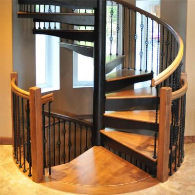 China Custom Solid Wood Spiral Staircase 600-2200mm Width Indoor Wood Staircase Railing for sale