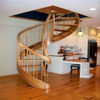 China Custom Solid Wood Spiral Staircase 600-2200mm Width Indoor Wood Staircase Railing for sale