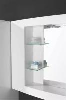 China Modern Floating Bathroom Vanity 1200mm Green Glass Top White Glossy Cabinet for sale