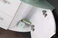 China Modern Floating Bathroom Vanity 1200mm Green Glass Top White Glossy Cabinet for sale