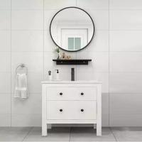 China Modern Solid Wood Bathroom Cabinet Vanity Furniture Single Sink Unit for sale