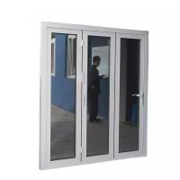 China Exterior Customized Plastic Folding Door UPVC Frame 2.2mm Glass Accordion Bifold for sale