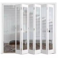 China Exterior Customized Plastic Folding Door UPVC Frame 2.2mm Glass Accordion Bifold for sale