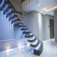 China Floating Space Saving Spiral Staircase , Led Wooden Floating Staircase for sale