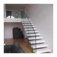 China Luxury Modern Home Design Wooden Floating Staircase Customized Straight for sale