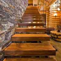 China Acacia Wood Floating Stair Treads Straight Design for Living Room 1200mm for sale