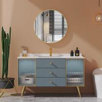 China Modern LED Mirror Bathroom Vanity Set with 20mm Quartz Countertop and MDF Cabinets for sale