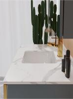 China Modern LED Mirror Bathroom Vanity Set with 20mm Quartz Countertop and MDF Cabinets for sale