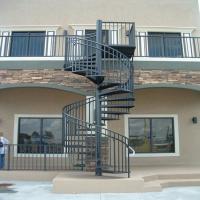 China Outdoor Powder Coated Carbon Steel Spiral Staircase Customized Size 50.8mm Handrail for sale