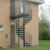 China Outdoor Powder Coated Carbon Steel Spiral Staircase Customized Size 50.8mm Handrail for sale