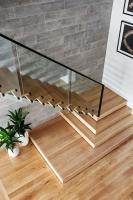 China Modern Wood Floating Staircase Design for Indoor Commercial Building 300mm Stringer for sale