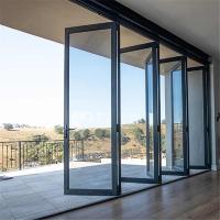 China Aluminum Alloy Folding Patio Door 75mm 2.0mm Wall Thickness Exterior PVC Sliding Door Custom Color for sale