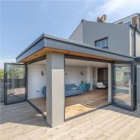 China Aluminum Alloy Folding Patio Door 75mm 2.0mm Wall Thickness Exterior PVC Sliding Door Custom Color for sale