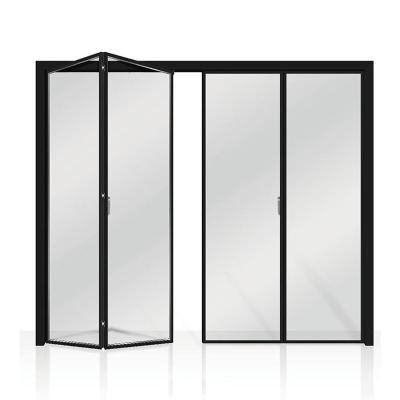 China Folding American Insulated Plastic Accordion Door Aluminum Alloy 8mm Tempered Glass Custom for sale