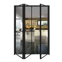 China Folding American Insulated Plastic Accordion Door Aluminum Alloy 8mm Tempered Glass Custom for sale