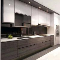 China PVC Kitchen Cabinet with Sink and Countertop Modern RTA Furniture 40HQ for sale