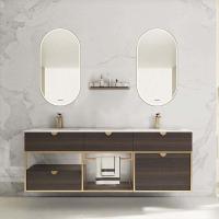 China Double Sink Solid Wood Bathroom Vanity Cabinet 15mm Plywood 5mm Mirror Modern European for sale