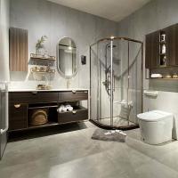 China Double Sink Solid Wood Bathroom Vanity Cabinet 15mm Plywood 5mm Mirror Modern European for sale