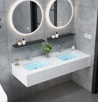 China Modern Wall Hung Cabinet , Marble Double Sink Bathroom Vanity for sale