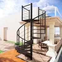 China Building Exterior Galvanized Steel Metal Stringer Staircase 38mm Solid Wood Tread for sale
