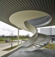 China Carbon Steel Custom Curved Staircase , Marble Tread Arc Staircase for sale