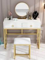China Modern Mirrored Furniture Bedroom Set Melamine Finish Makeup Vanity Table with LED Lights 120cm for sale