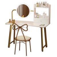 China Modern Mirrored Furniture Bedroom Set Melamine Finish Makeup Vanity Table with LED Lights 120cm for sale